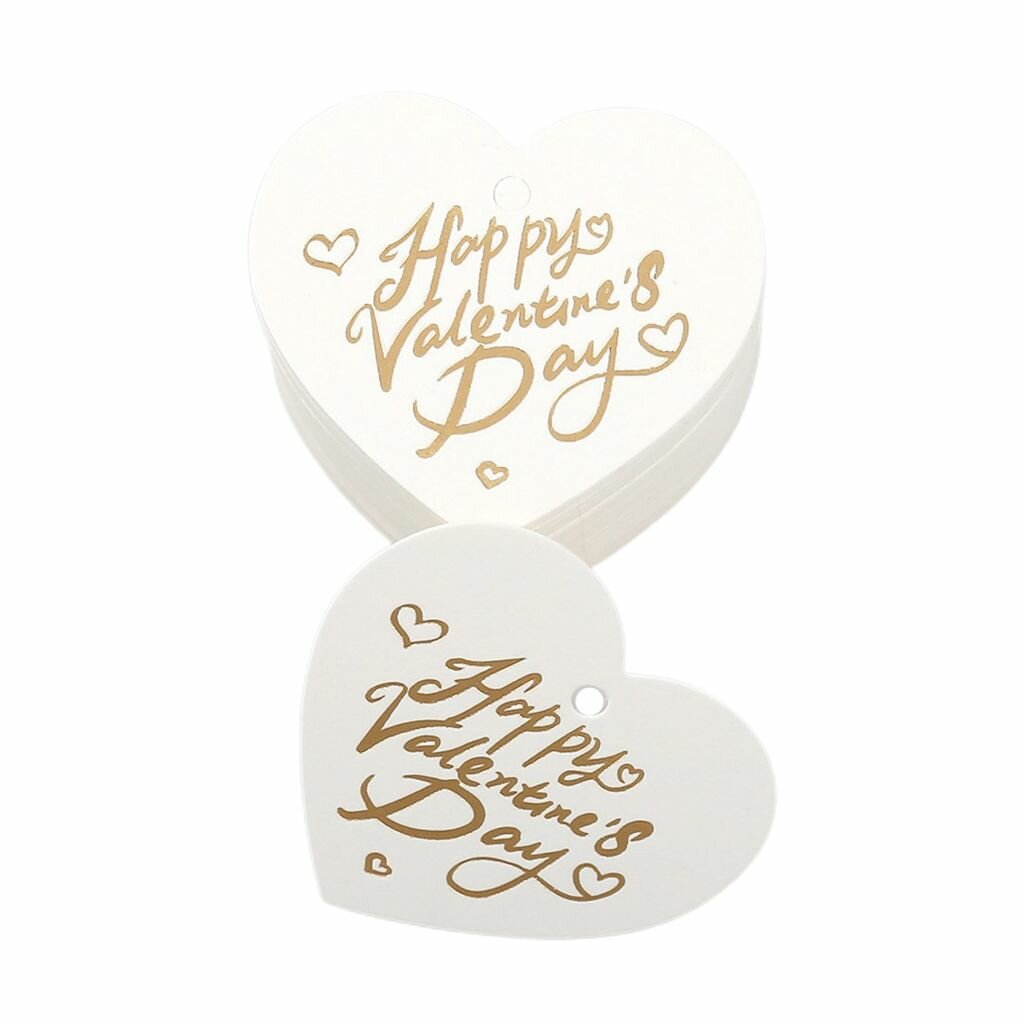 Этикетка для подарка в форме сердца с золотым тиснением ко Дню святого Валентина - 314 День святого Валентина Белый