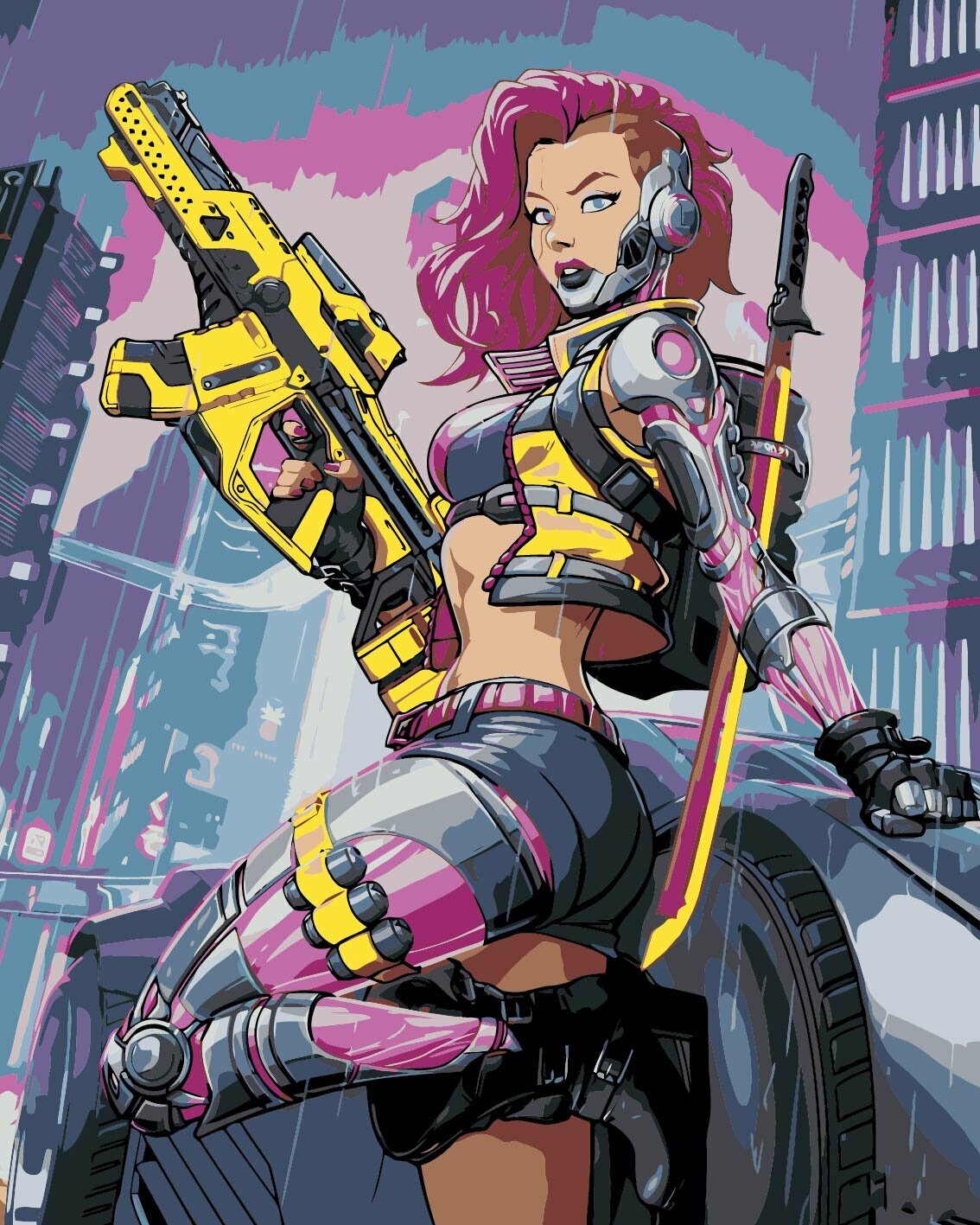 Картина по номерам V-249 "Киберпанк Cyberpunk 2077. Valerie (V) (женская ипостась)", 40x50 см