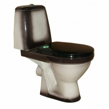 Унитаз компакт ROSA Премьер, горизонтальный выпуск , антивсплеск, черный декор