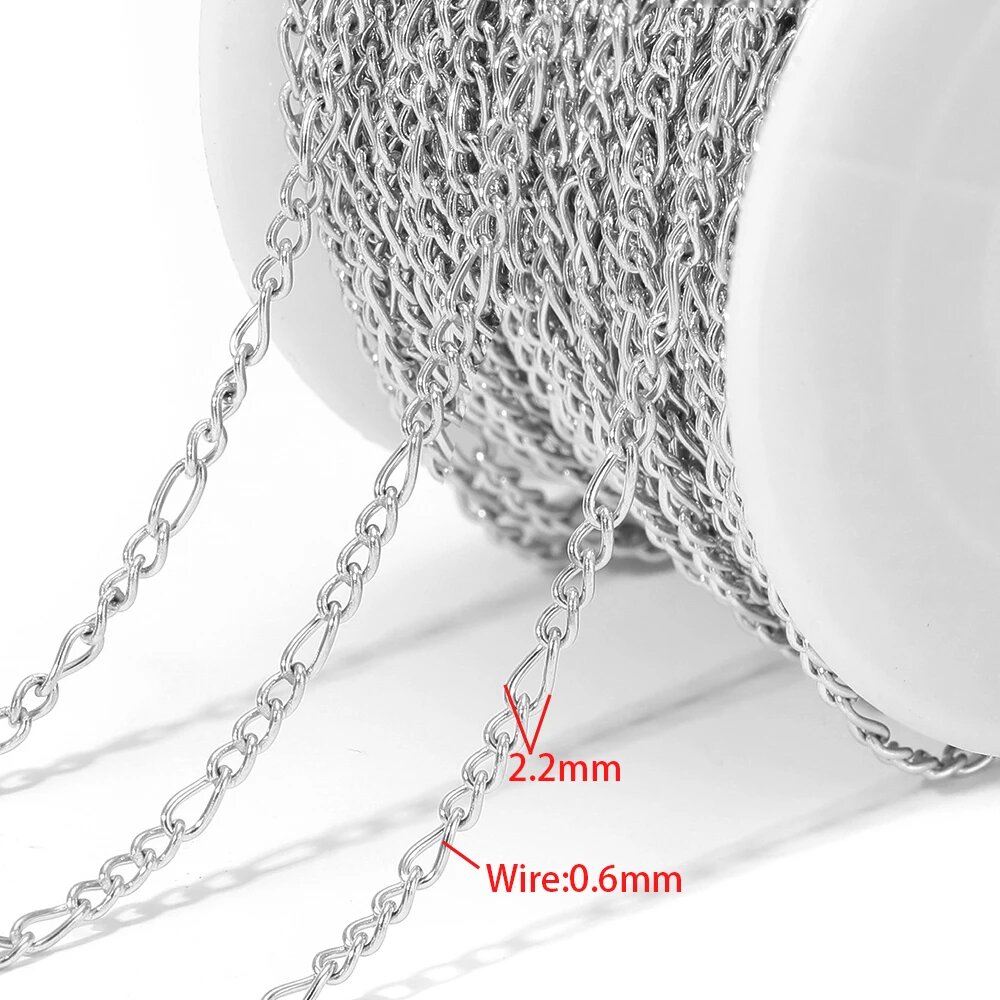 Кубинская цепочка Luksteel 2 метра нержавеющая сталь золото/стальной цвет steel 03