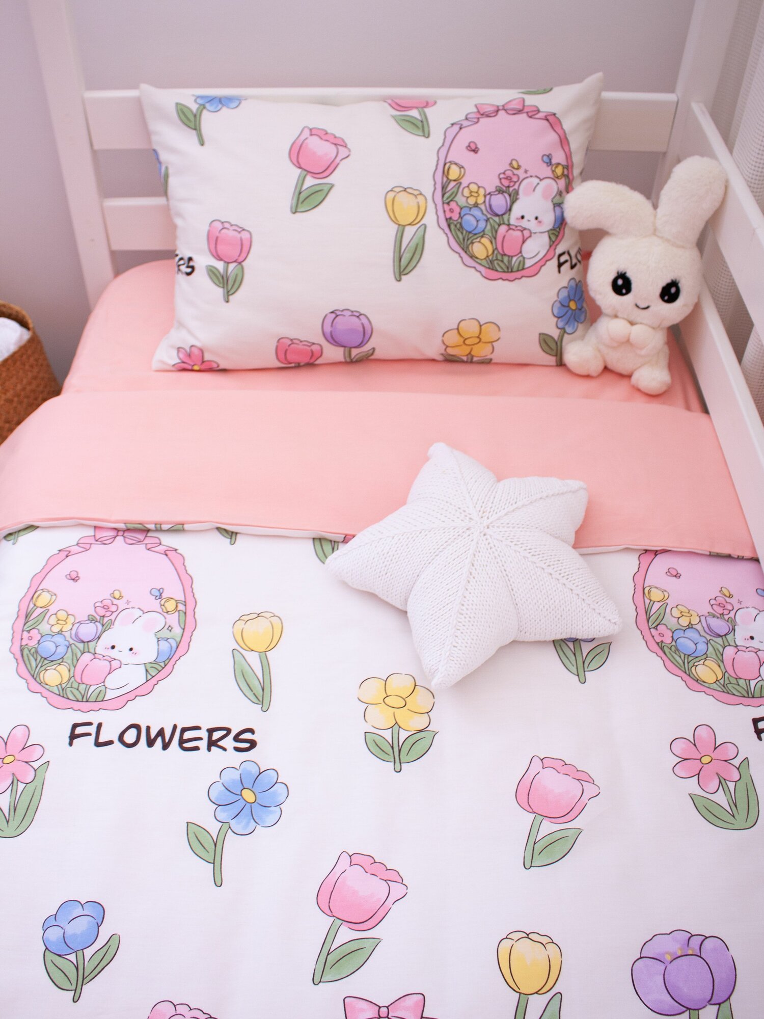 COROCOCO Постельное белье детское Пасхальный зайчик с простыней 140х70