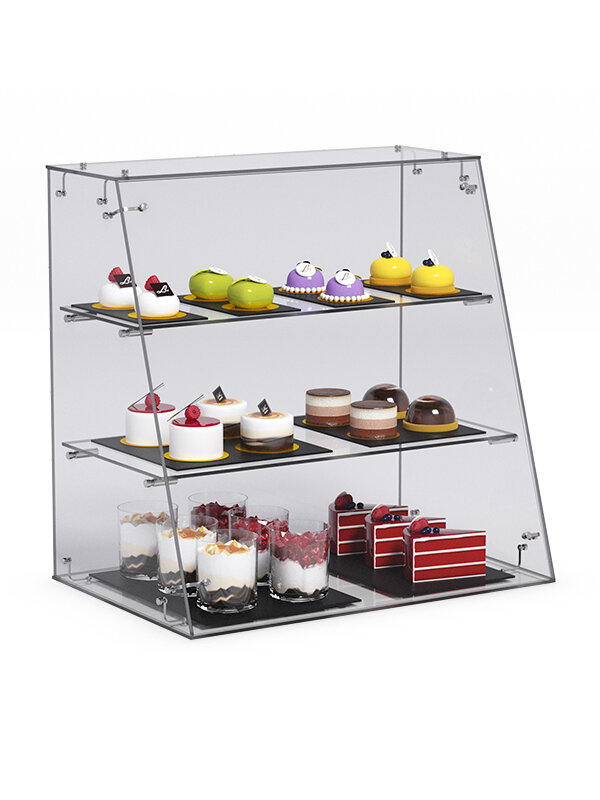 Витрина "сладость" №7КА-О для выпечки настольная с прямыми полками без дверок, Акрил