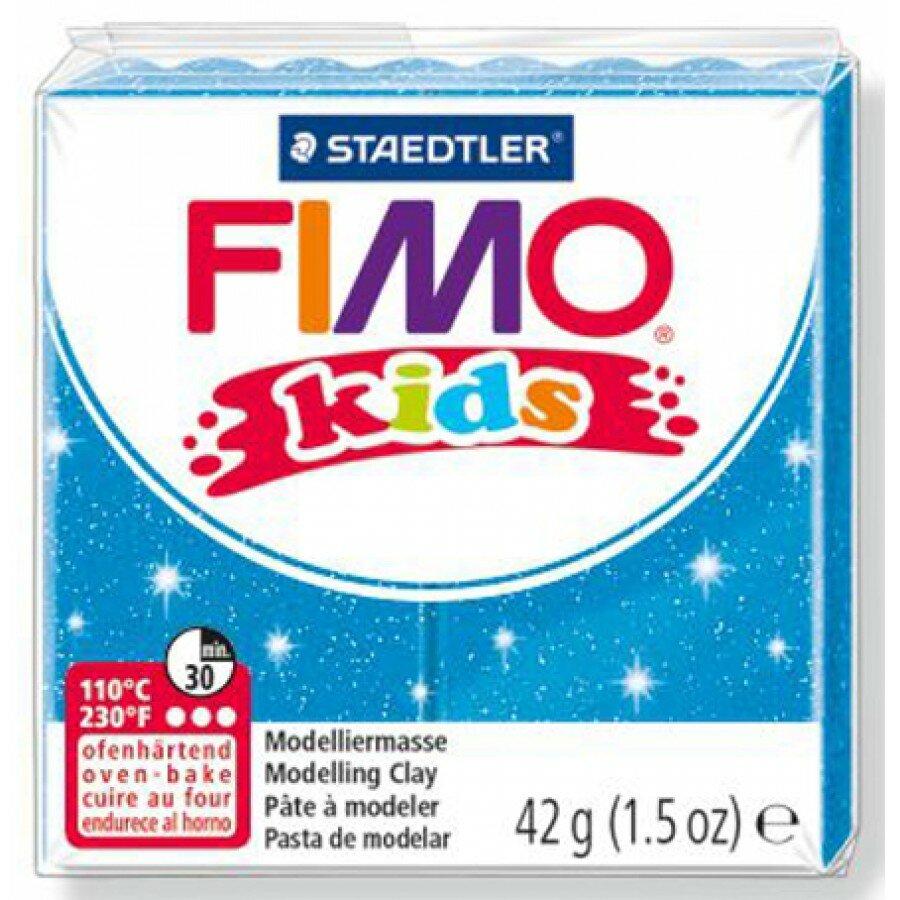 Полимерная глина FIMO Kids 55 х 55 х 10 мм блестящий синий FIMO 8030-312