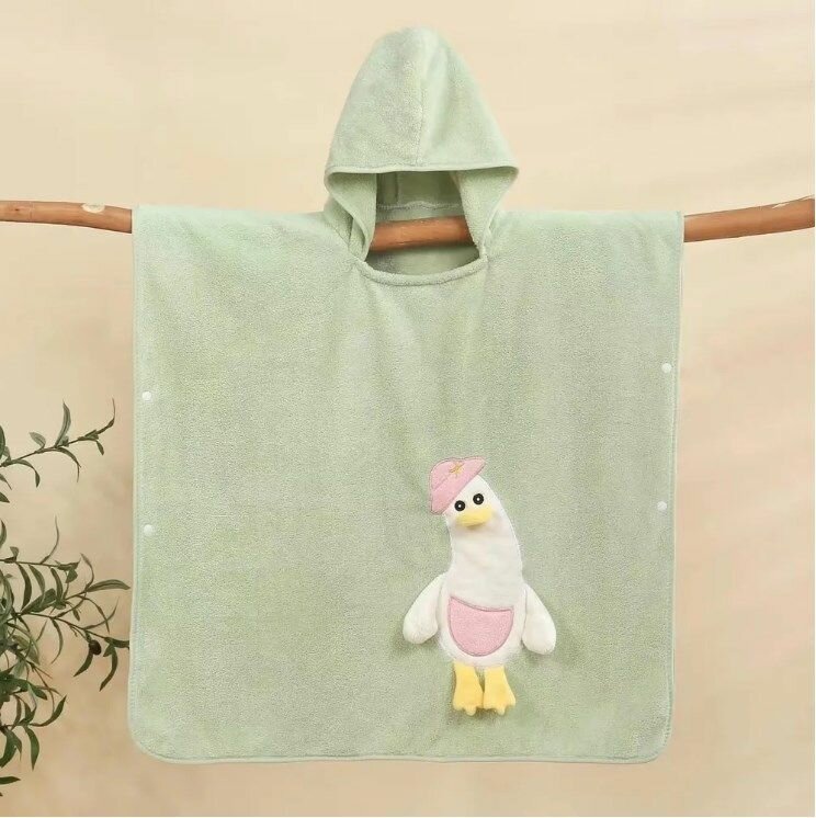 Накидка детская с капюшоном, пончо, уголок, конверт детский для душа Утенок