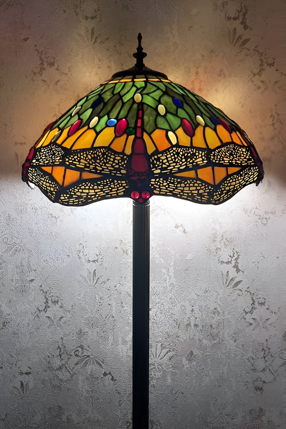 Торшер 16011F, техника тиффани, витражное стекло, металл, 3 лампы