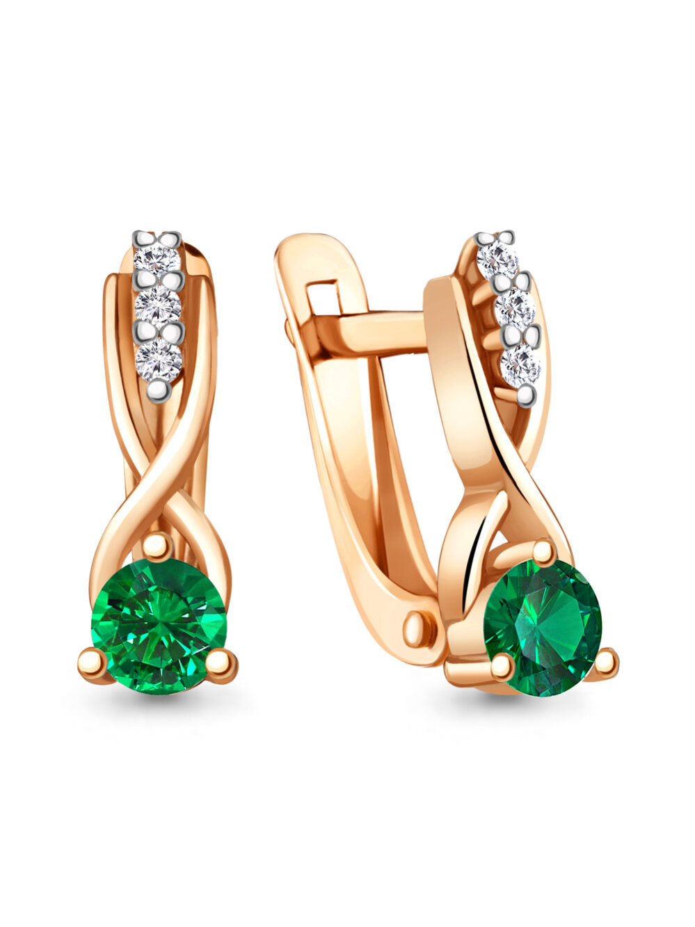 Серьги, серебро, 925 проба, фианит, изумруд синтетический