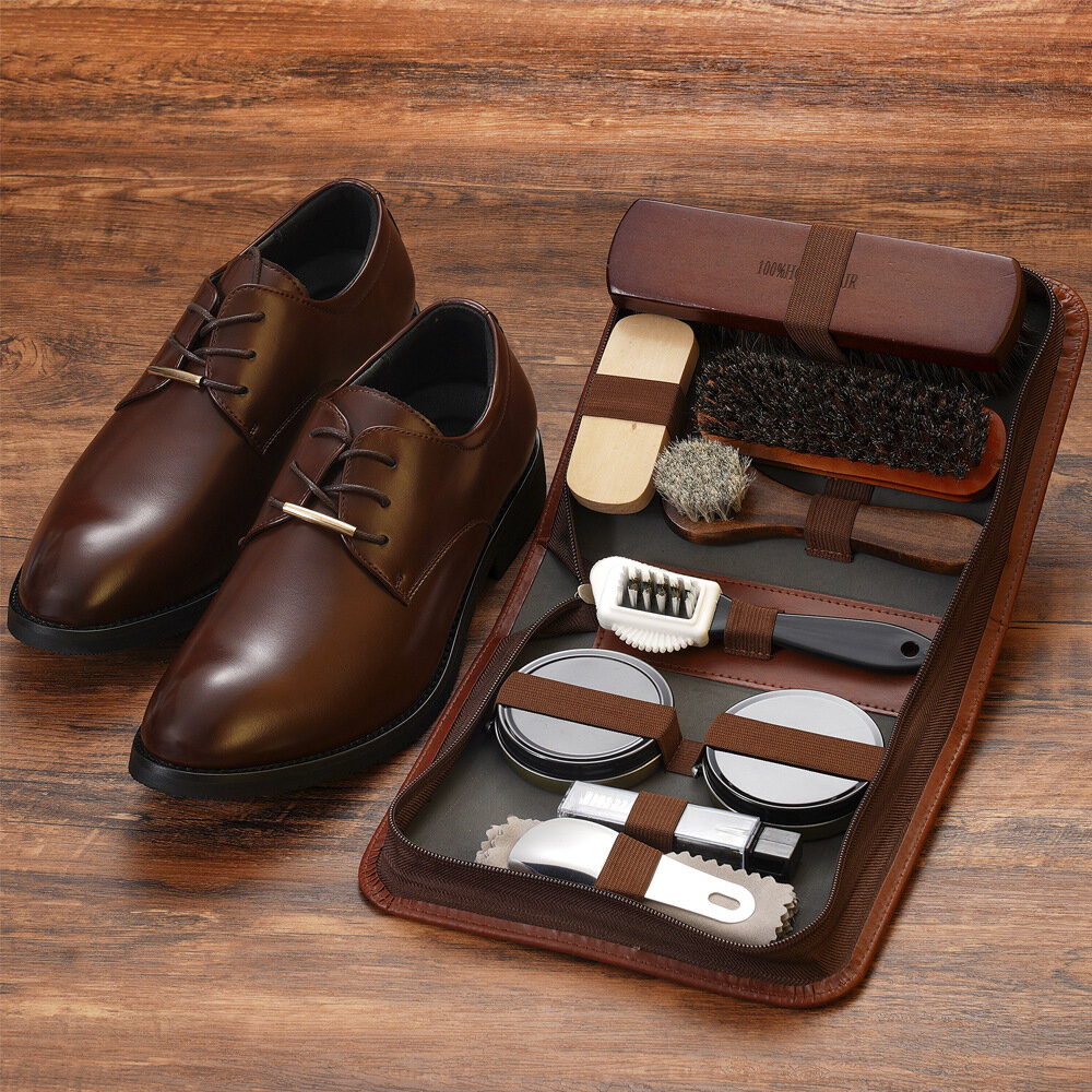 Набор для чистки обуви "Щетка из Конского Волоса", для лакированной кожи, масло