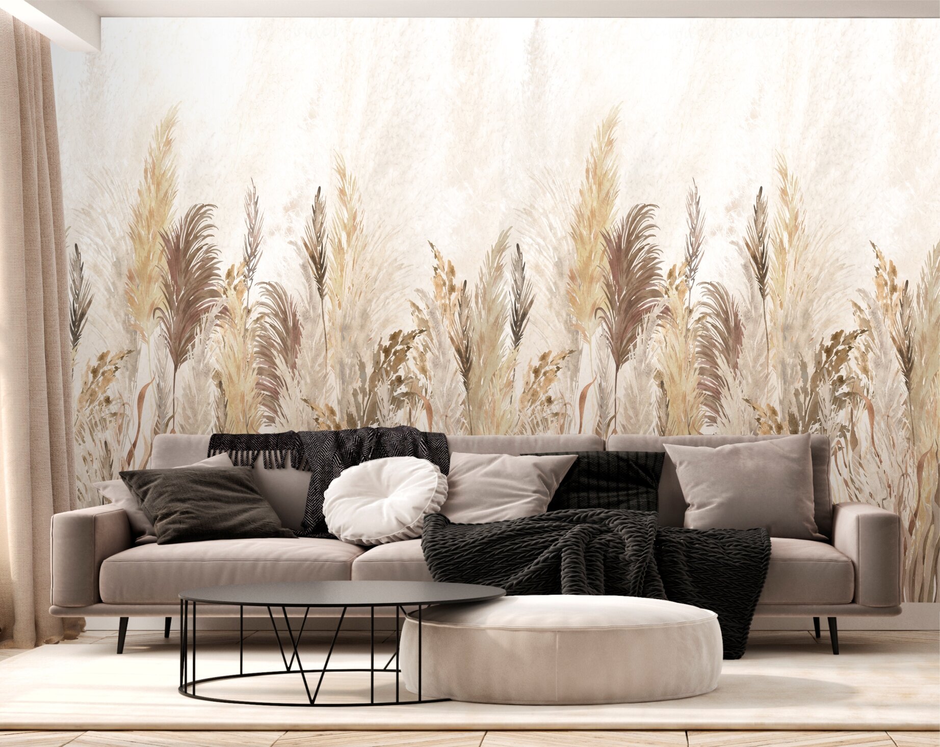 Флизелиновые фотообои на стену "Сухие травы" 400х270 см в коридор, на кухню, в спальню, в гостиную, молодежные