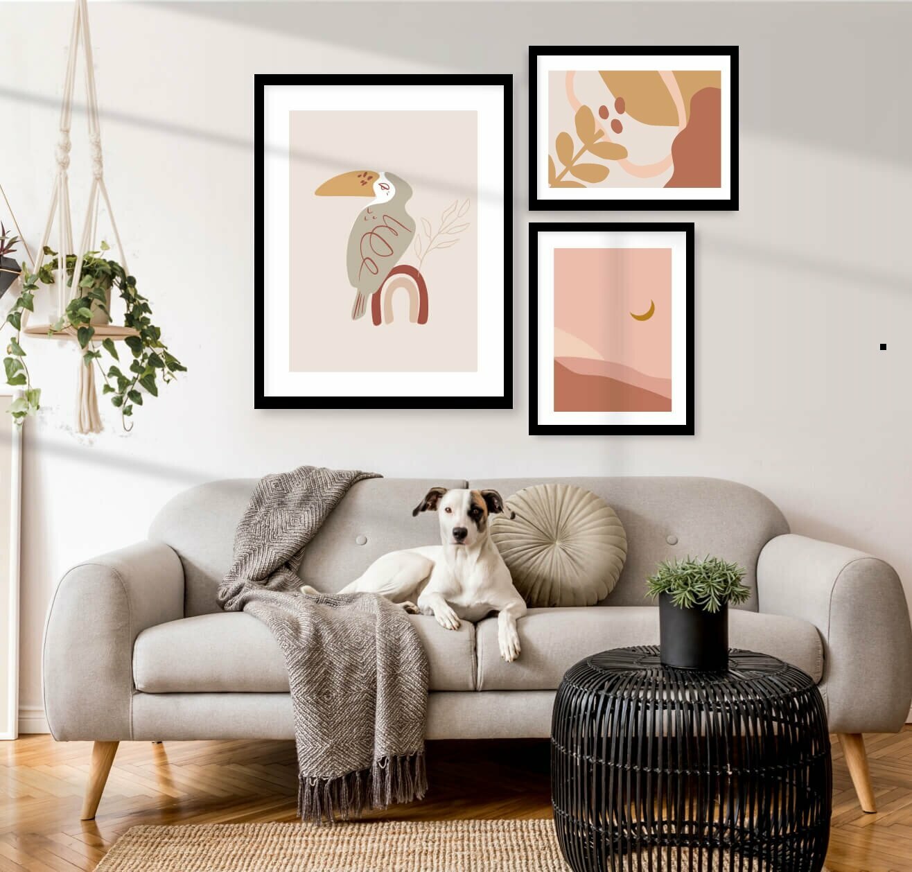 Постер 3 шт без рамки "Птица" набор картин для интерьера