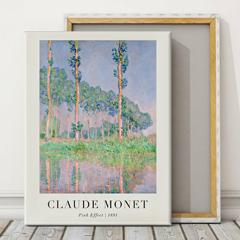 Картина на холсте 40х50 см "Клод Моне тополя репродукция", на стену для интерьера