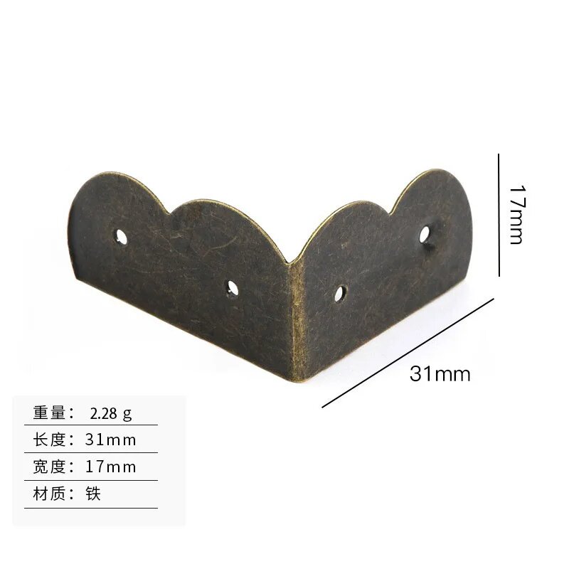 Антикварные угловые деревянные защитные винты 4 шт. 051-bronze-4pcs