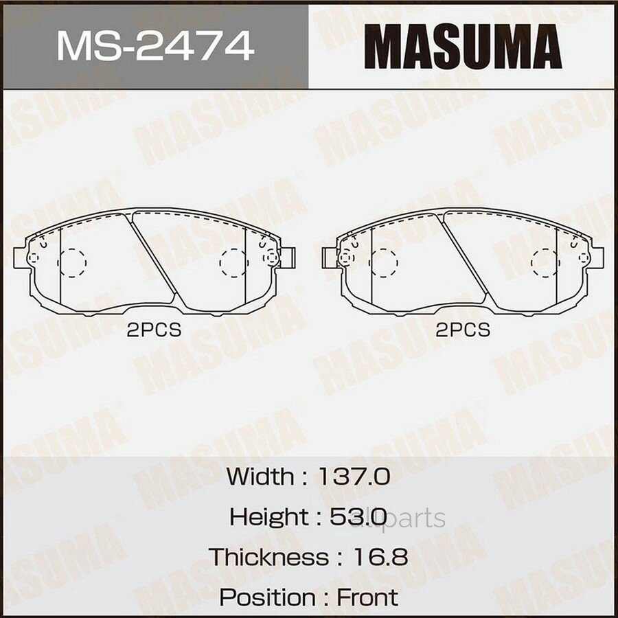 MASUMA MS-2474 колодки дисковые передние!\ Nissan Tiida 1.6/1.8/1.5DCi 09.07>