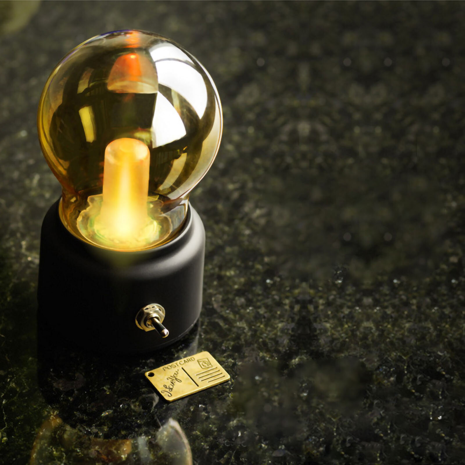 Ночник с USB-зарядкой, в форме лампочки, с постоянным светом, для общежития, настольная лампа для спальни, прикроватная лампа, черный.
