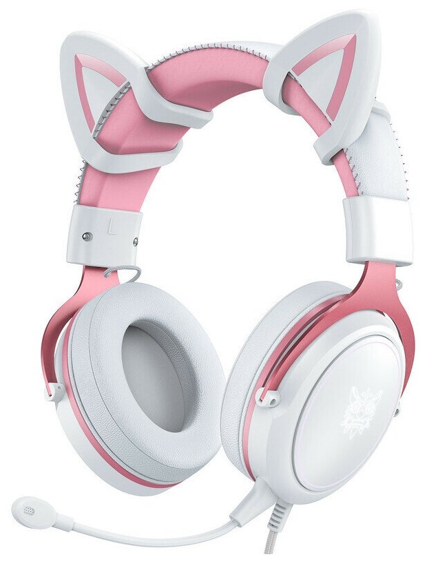 Игровые наушники ONIKUMA X10, с RGB подсветкой, съемные кошачьи ушки, HD микрофон