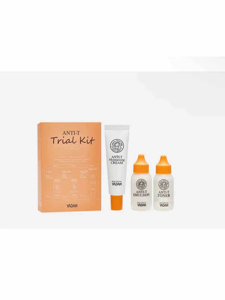 Набор для ухода за кожей YADAH ANTI-T TRIAL KIT, для проблемной, тонер, эмульсия, крем