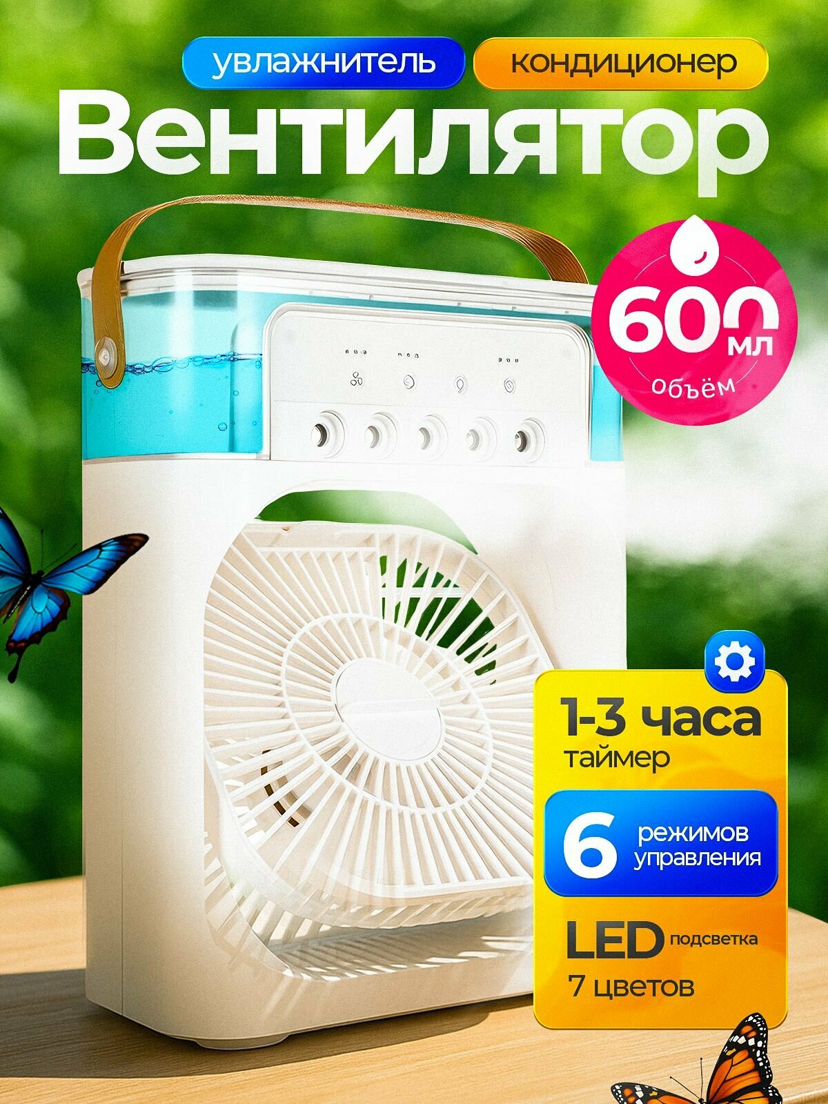 Вентилятор мощный тихий с регулируемой скоростью и поворотом для дома офиса и комнат компактный энергоэффективный