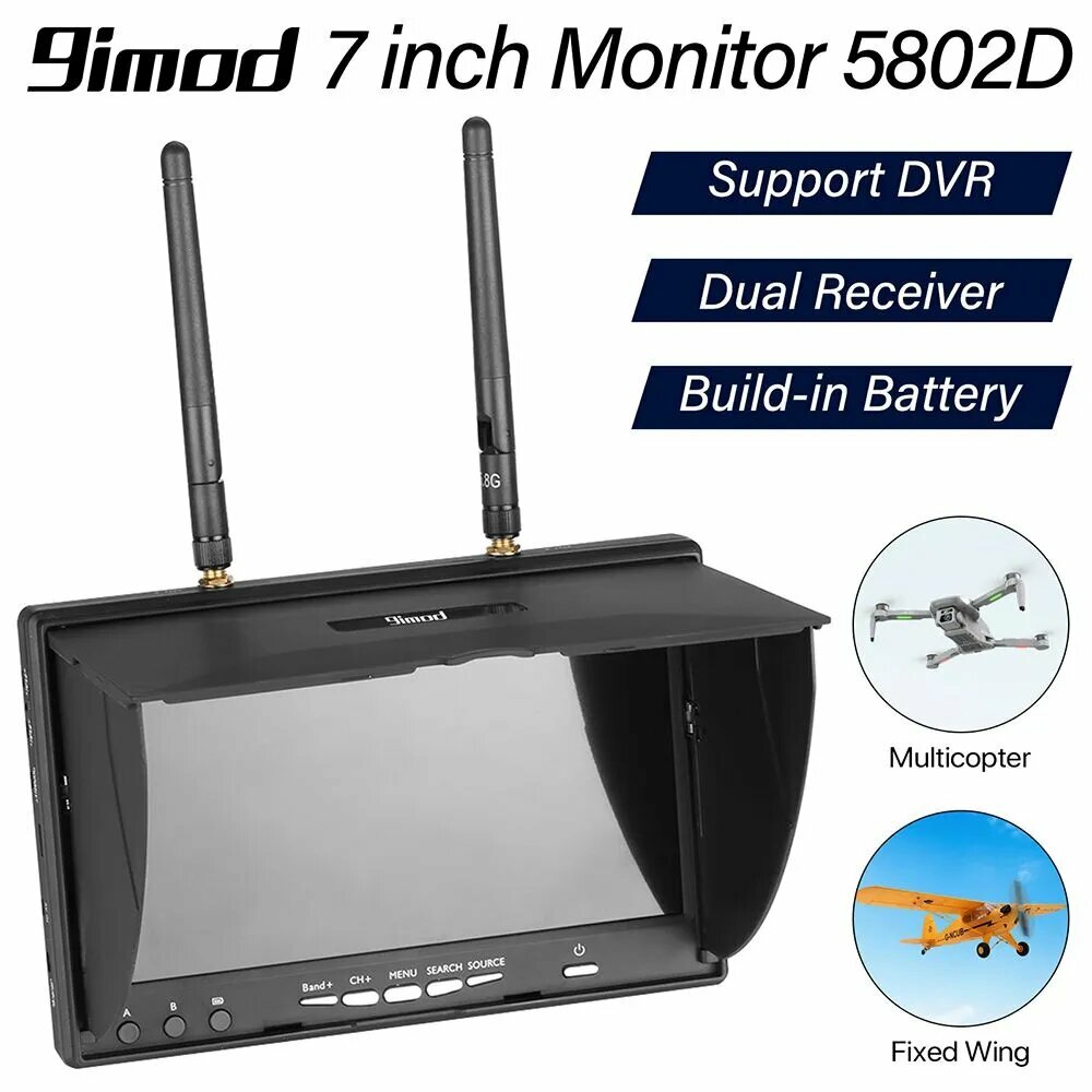 KNOW EASY-9IMOD LCD5802D Монитор с DVR 5.8G 40CH 7-дюймовый ЖК-монитор 800x480
