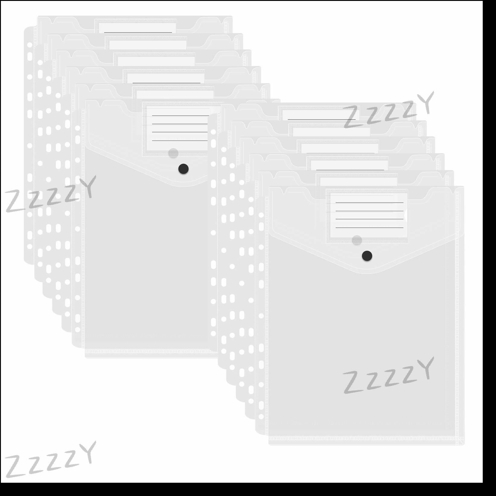 12 упаковок прозрачных пластиковых папок формата А4, расширяемые с 11 отверстиями, перфорированные карманы