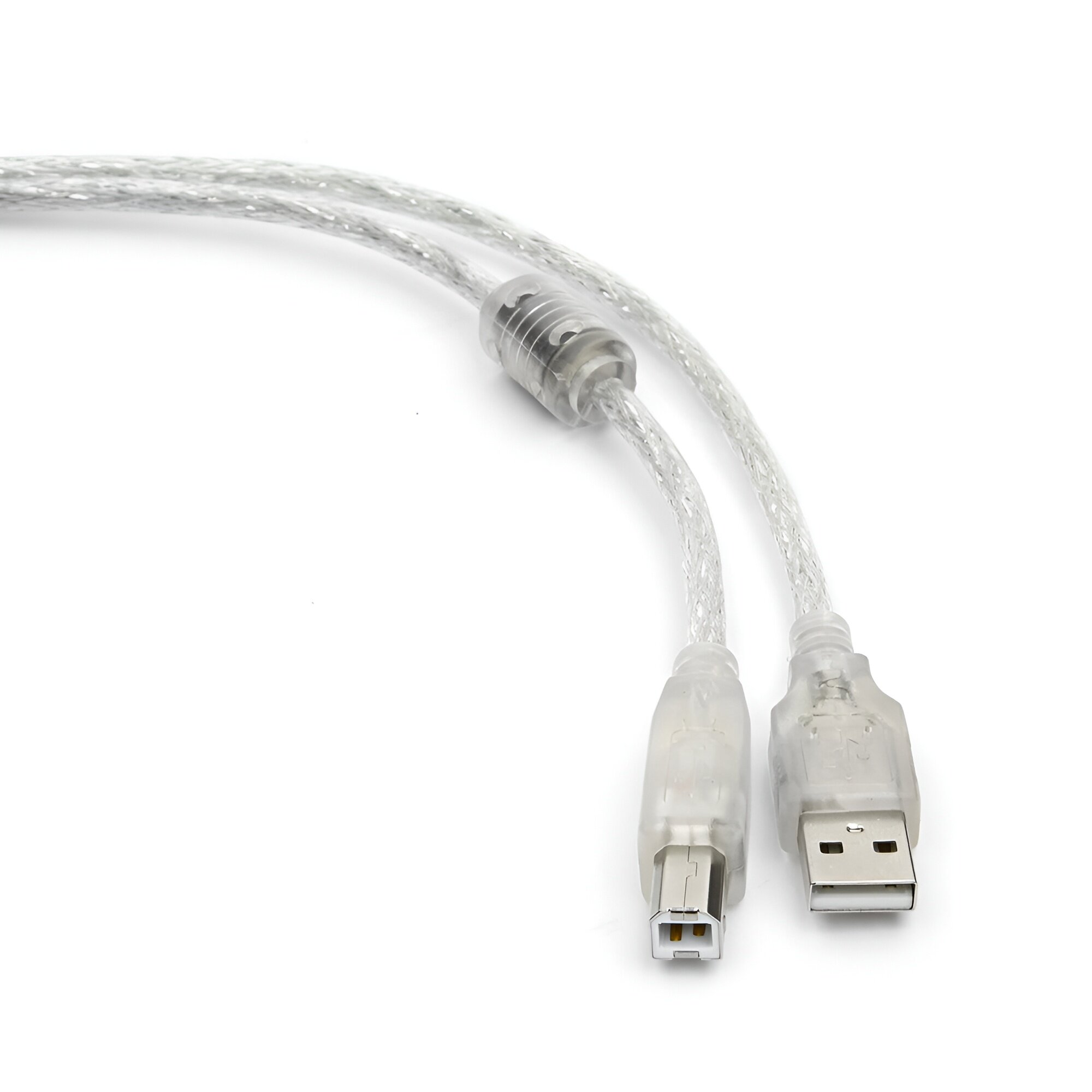 Кабель USB 2.0 Cablexpert прозрачный AM/BM медный длина 1.8м