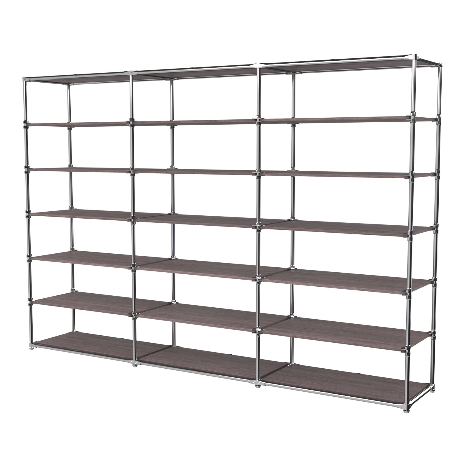 Пристенный торговый трех- секционный стеллаж лайт с глубокими полками ДСП №12, Ясень Анкор темный - U31105