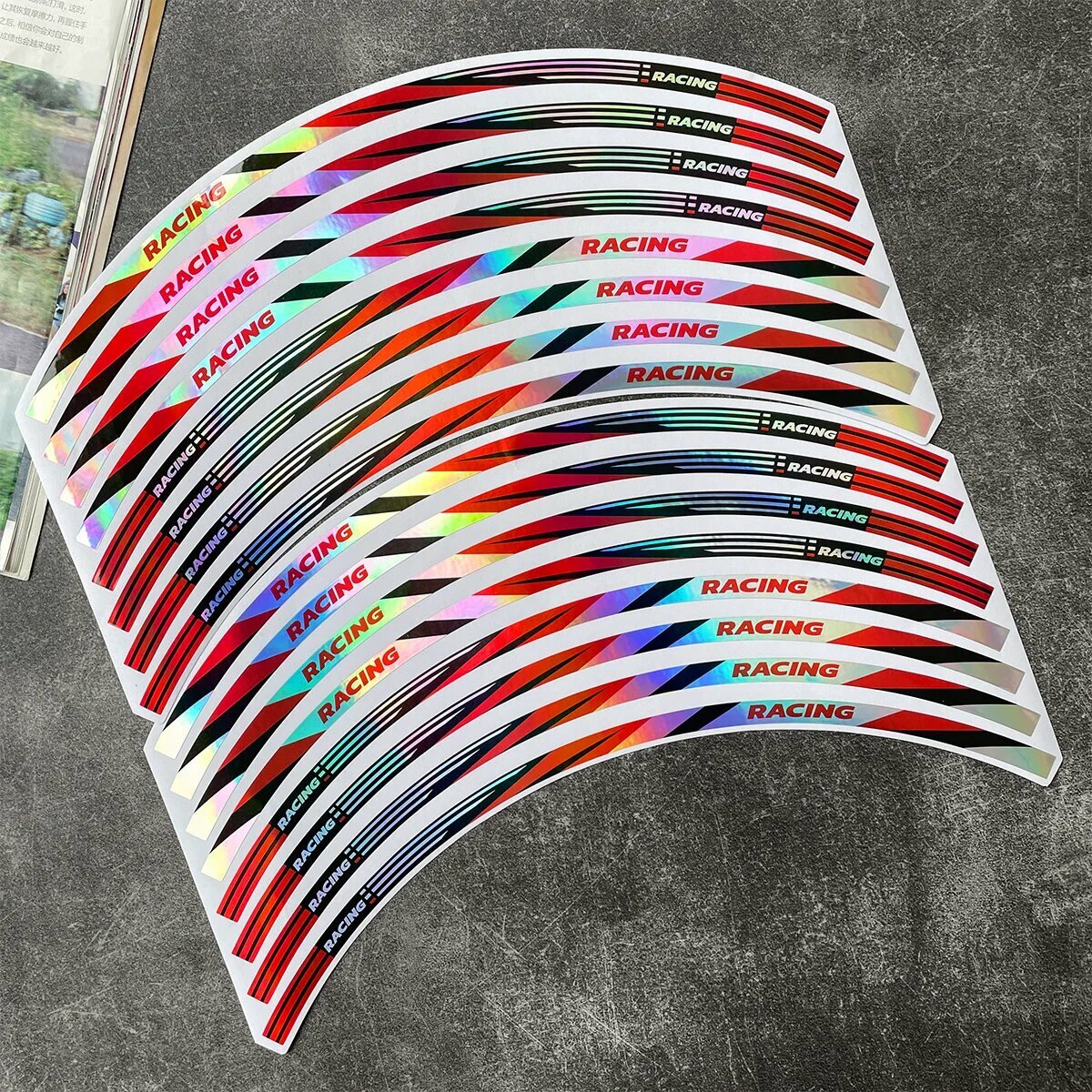 17 "обод ступицы колеса, полосатая лента, наклейки, аксессуары для мотоциклов, Red Rainbow B