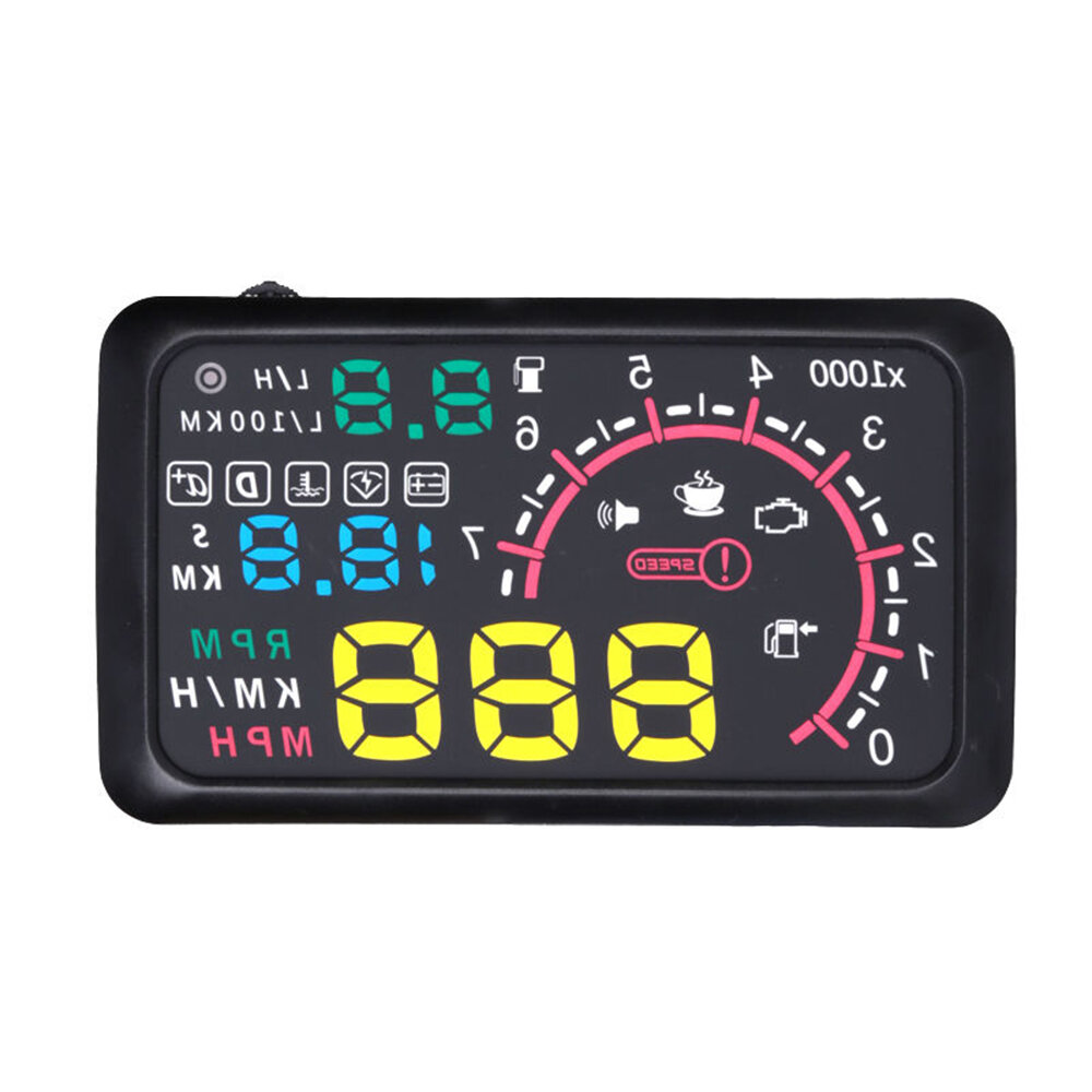 Car HUD Head Up Display 5.5" KM/h MPH Speeding Warning OBD2 Interface Windshield Projector Multiple-Color System -40℃~+80℃ 86~106 KPa 10%~95% ≤60 dB(A) ≥30 dB(A) 9V~16V DC 12V DC/400mA 15*8.5*1.5cm 16.5*13*4.5cm 280g 1 HUD Host 1 OBD2 Interface 1 Mat 1