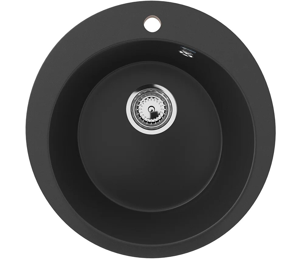 Мойка кухонная Ulgran U-405 -344 49x49, матовая, черная, круглая, российская