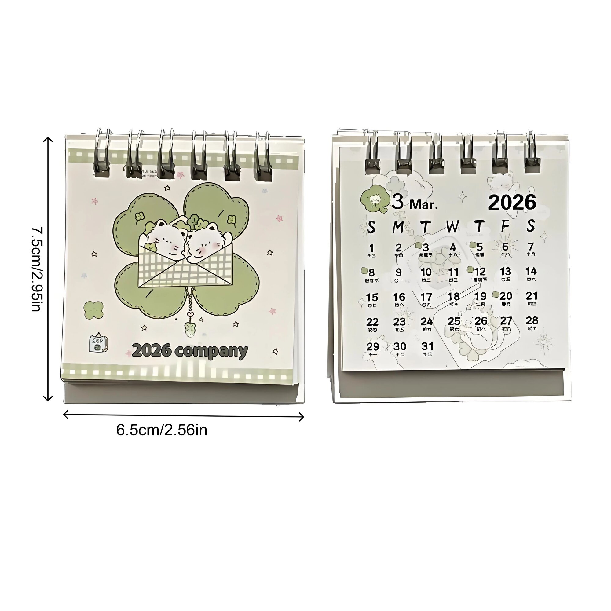 Мини-настольный календарь на 2026 год, украшение в стиле Ins, тема Lucky Cat для студентов, органайзер для офисного стола, милый планировщик расписания