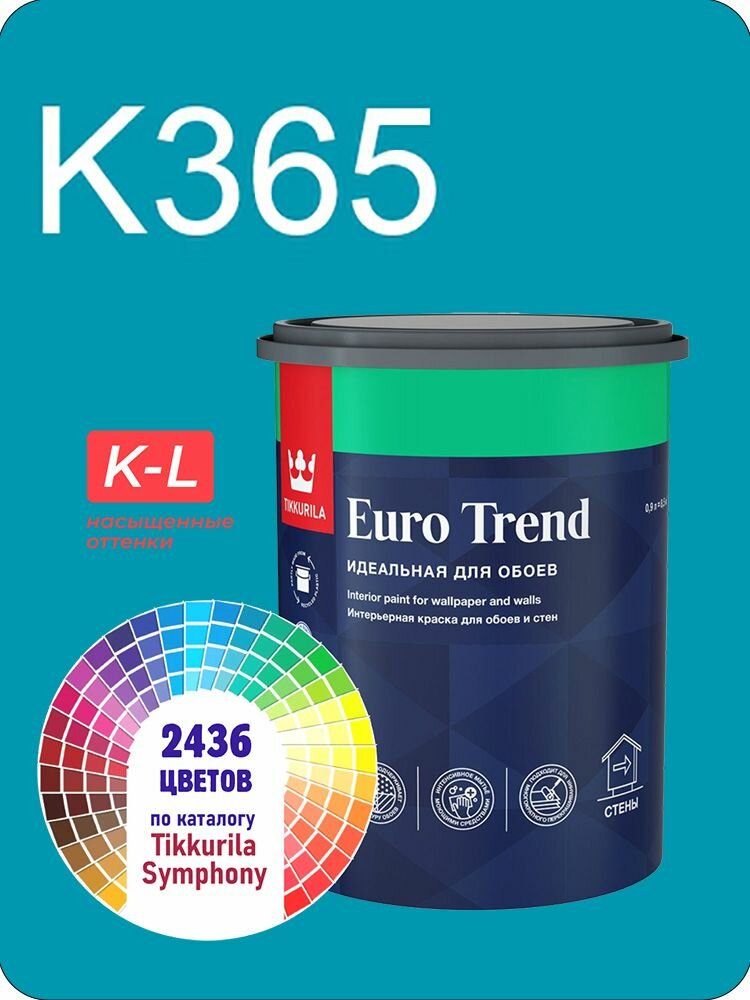 Краска для обоев Tikkurila Euro Trend 0,9л. насыщенные оттенки K365