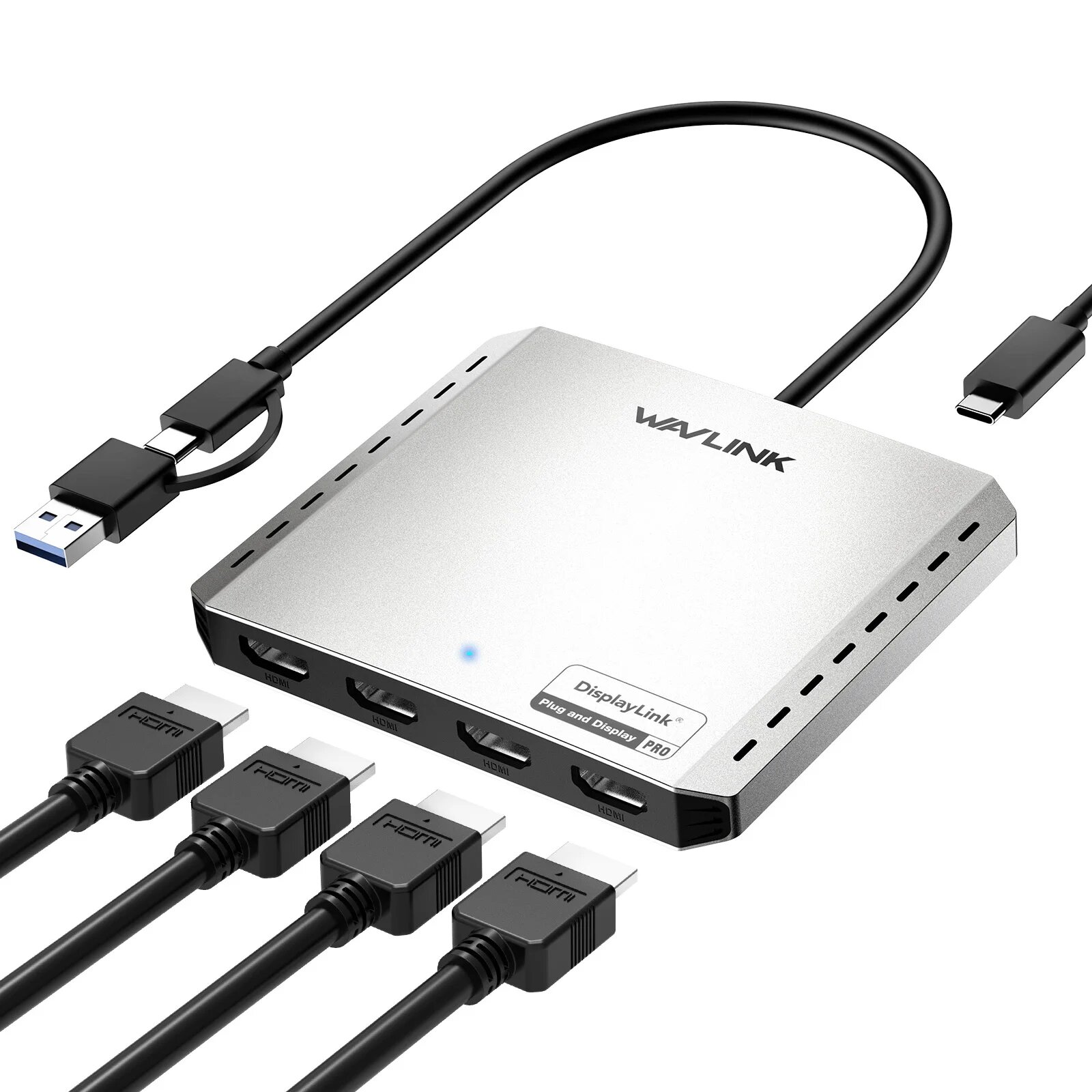 WAVLINK Адаптер дисплея Quad 4K@120Гц, 4 HDMI, Цвет: 4 HDMI
