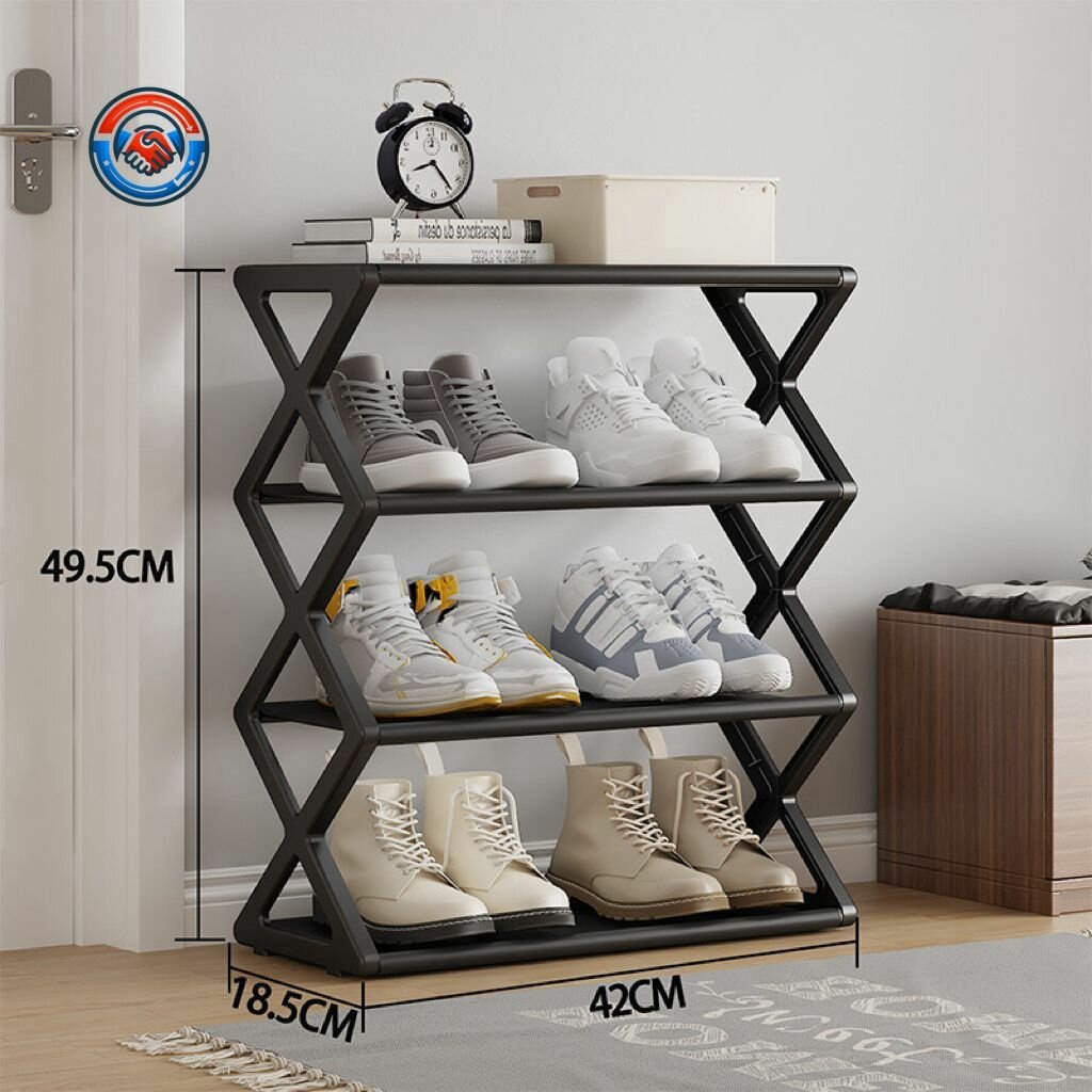 Узкая напольная подставка для обуви на 4 полки, компактная этажерка-стеллаж для прихожей, легкая пластиковая органайзер-рама, быстрая сборка без инструментов, экономия места в коридоре