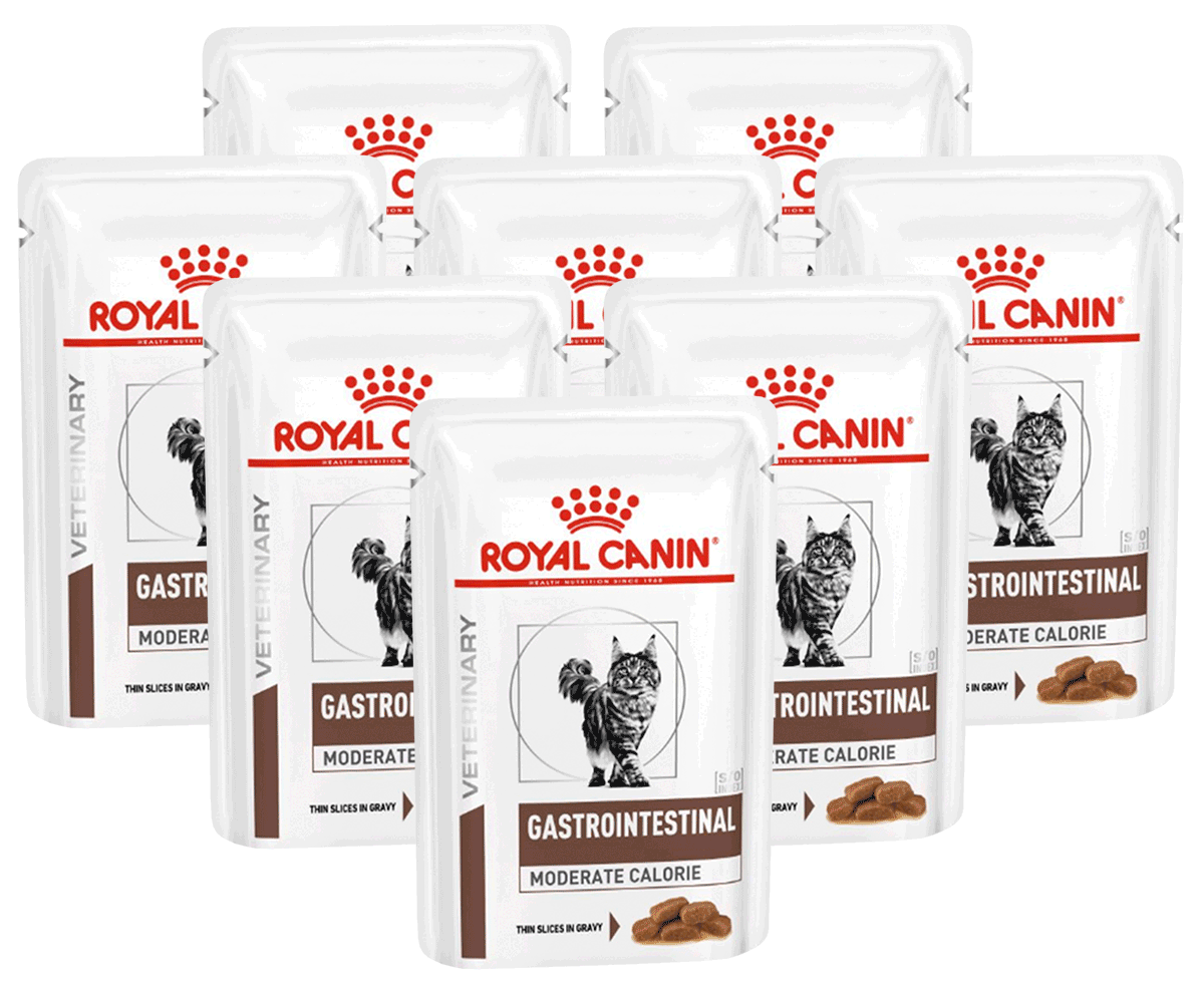 Корм влажный Royal Canin Gastrointestinal Moderate Calorie для взрослых кошек при заболев ЖКТ с умеренным содержанием жиров, 85 г х 8 шт