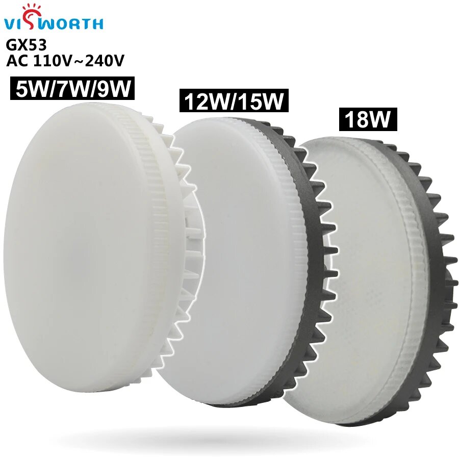 VisWorth Светодиодная лампа GX53 теплый/холодный белый 5-18 Вт теплый белый, 18W