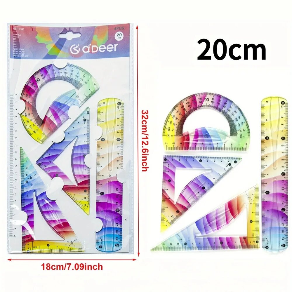 Набор гибких пластиковых линеек 20/30 см 20CM Set