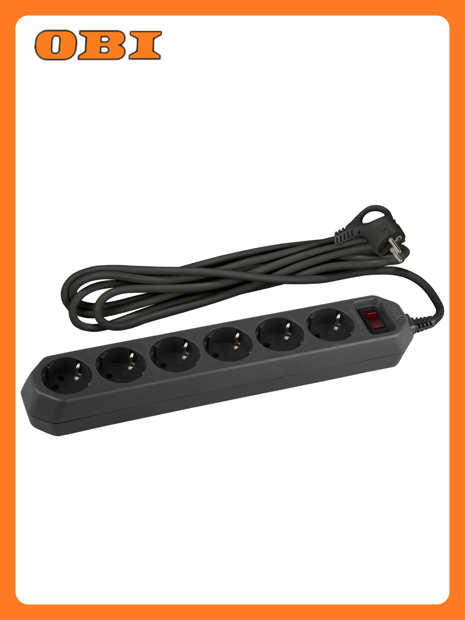 Сетевой фильтр ЭРА USF-6es-5m-B с базовой защитой с заземлением с выключателем 6