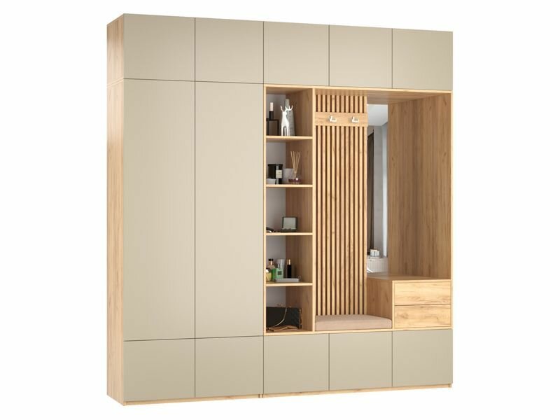 Прихожая в коридор "Дуглас 20" 225х240х50 Дуб крафт золотой / Бромелия