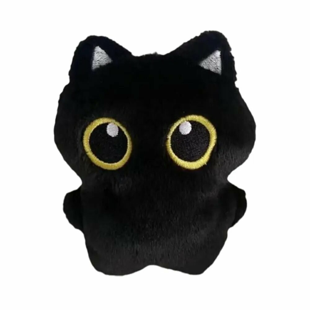 Новый черный плюшевый кот-брелок, милый угольный котик игрушка с подвеской
