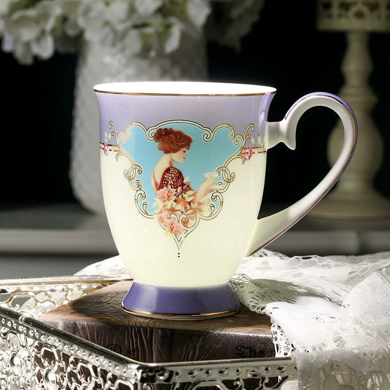 Керамическая чашка в европейском стиле, чашка для воды из костяного фарфора, ретро-кружка в дворцовом стиле, офисная