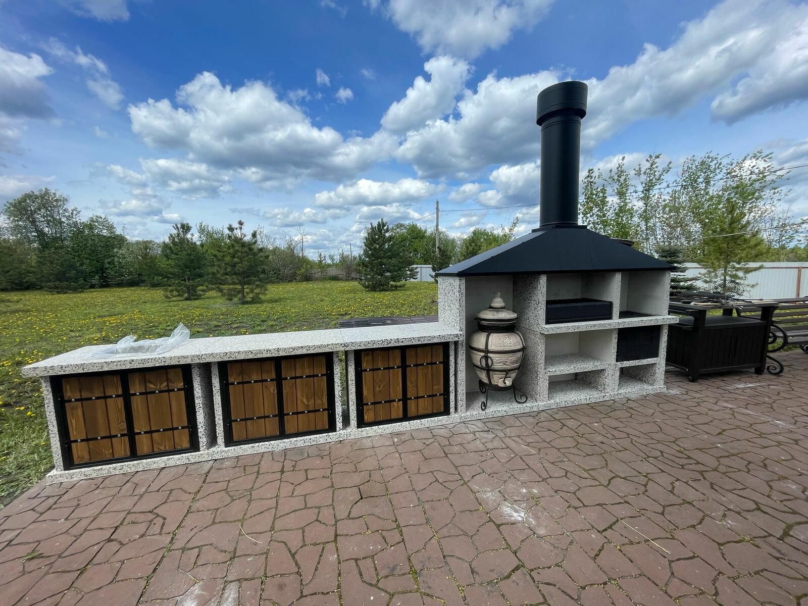 Барбекю комплекс Premium Stone, мангальная зона, мангал