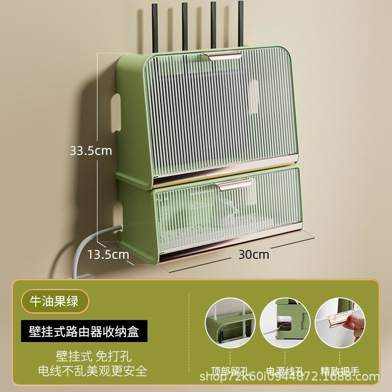 Настенный ящик для хранения роутера, полка для телевизионной приставки, хранилище для WIFI-модема, органайзер для кабелей, не требует сверления.