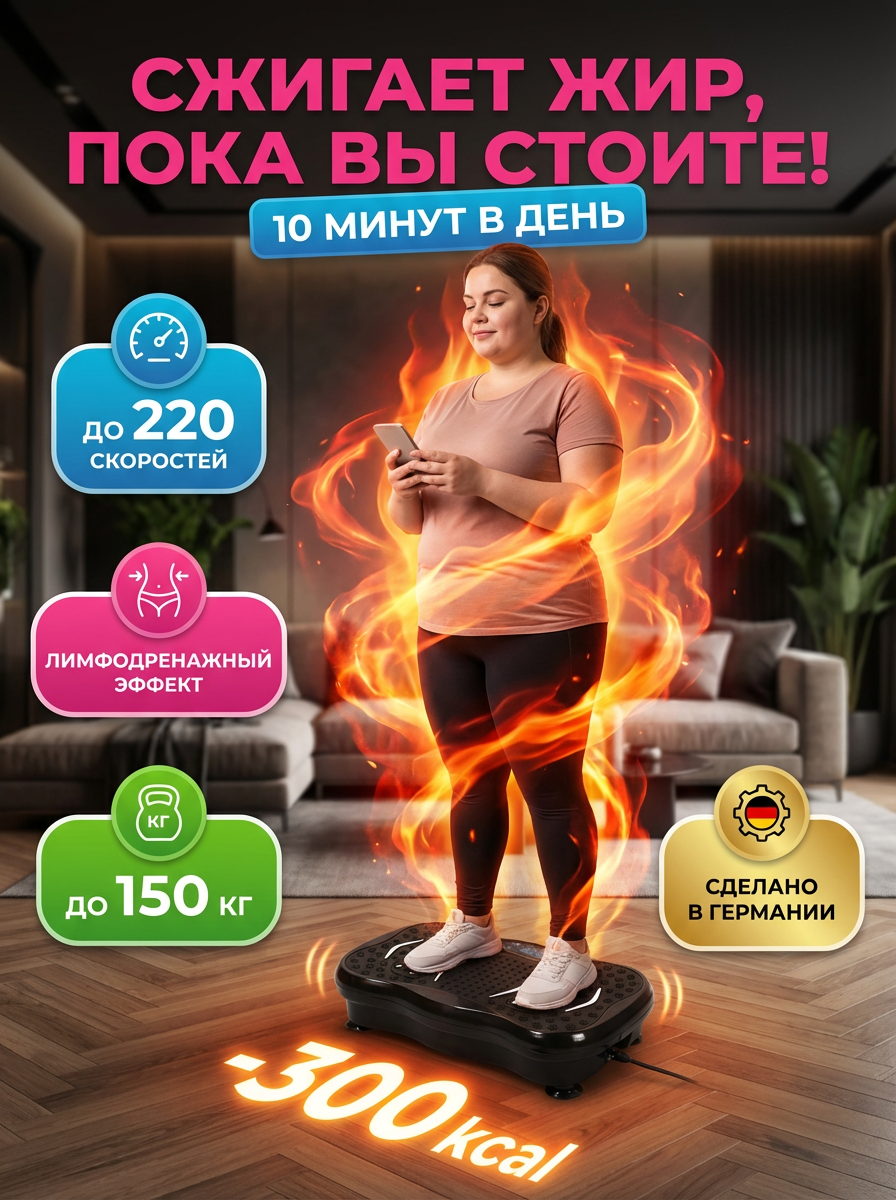 Виброплатформа для похудения 150 кг тренажер кардио степпер, пульт, чёрный, с Bluetooth