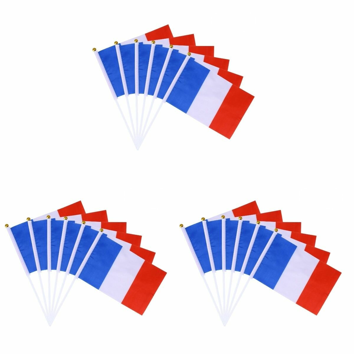 Мини-флаги франции из полиэстера с золотым наконечником и белым держателем для проведения фестивалей, 36 штук