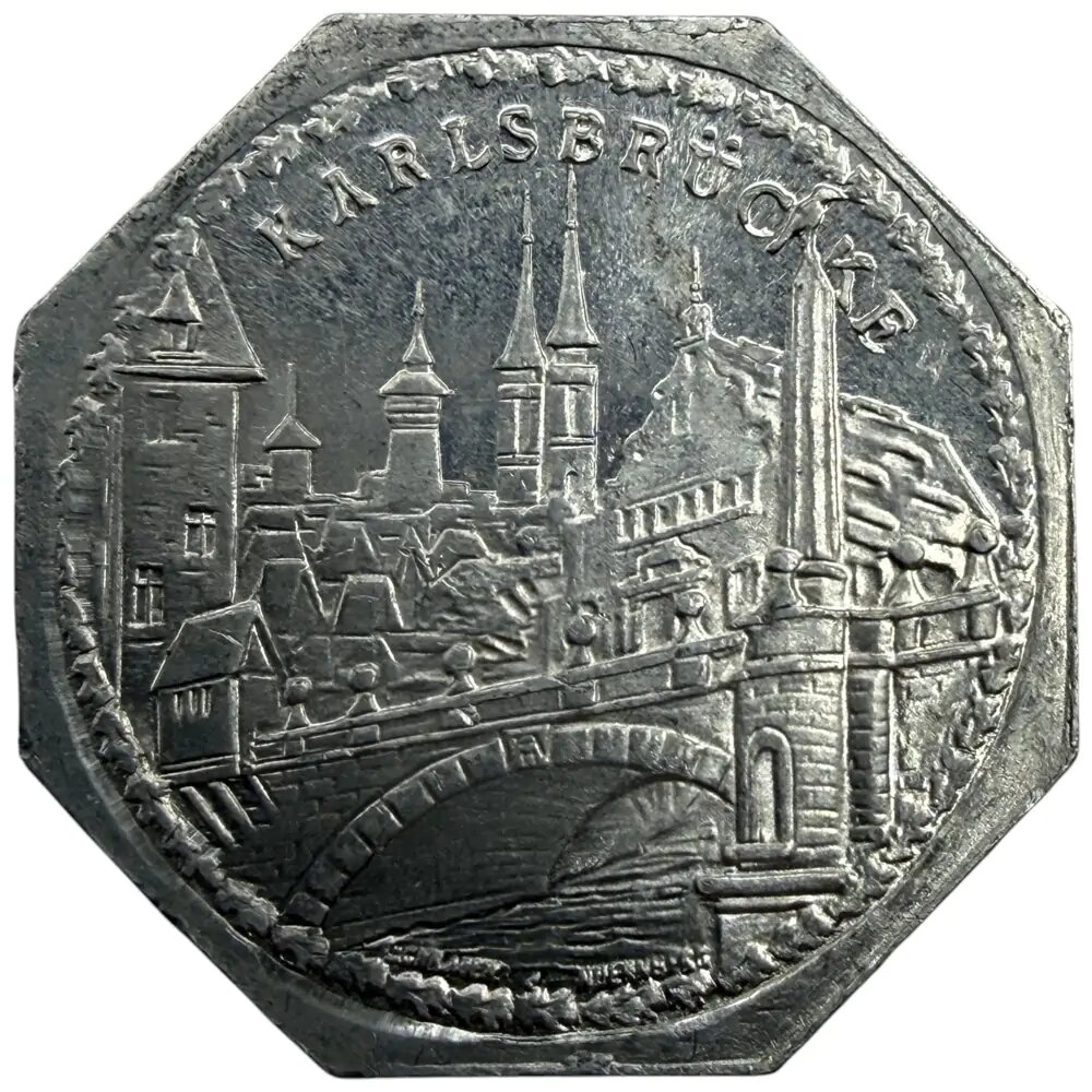 Германия, Нюрнберг 20 пфеннигов 1920-1921 гг. (Трамвайный токен - Карлов мост)