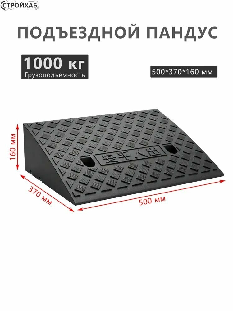 Универсальный пандус-порог (чёрный)Надёжный переход для дома и гаража: нескользящий, прочный, бесшумный