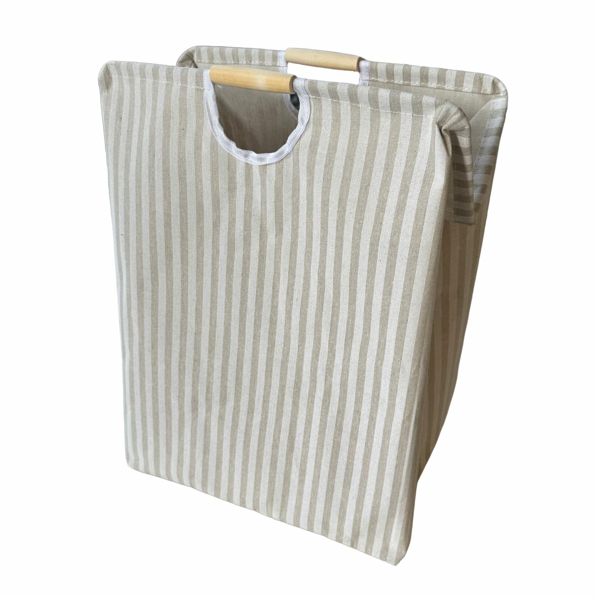 Корзина для грязного белья из хлопка и льна, складная ручная тканевая корзина для белья, водонепроницаемая корзина для хранения с деревянной ручкой для спальни и ванной