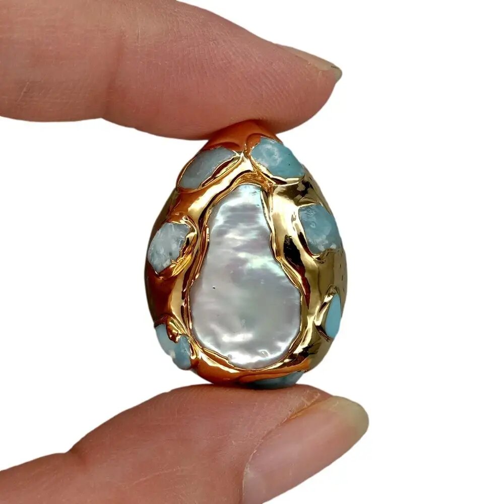 5 шт. Пресноводный жемчуг ларимар каплевидный