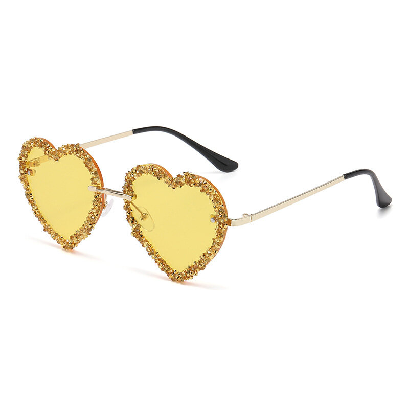 2026 Солнцезащитные очки с бриллиантами для женщин 2025 Интернет-знаменитость Сердечный уличный стиль UV защита Корейская версия Круглые солнцезащитные очки Высококачественные