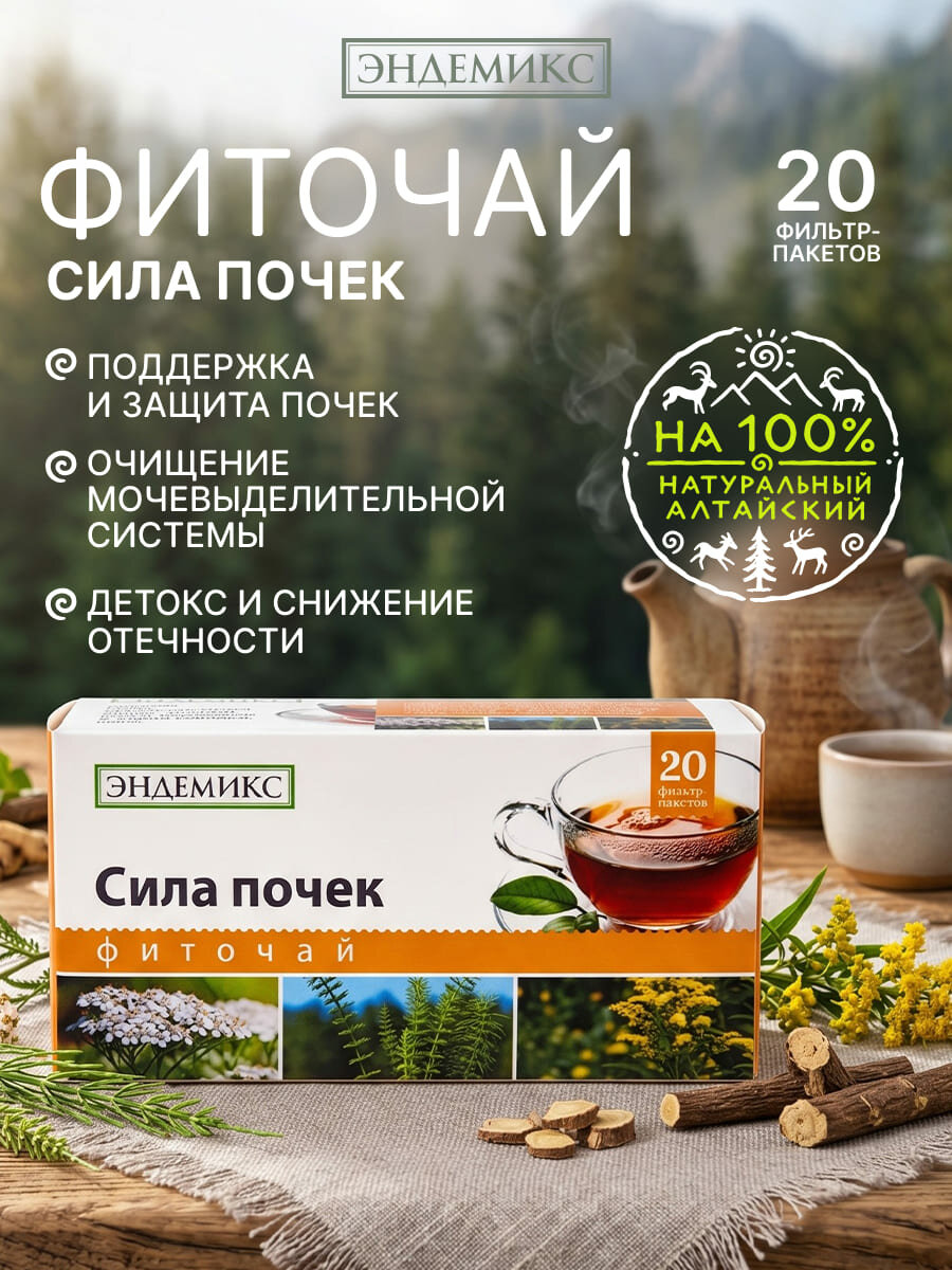 Травяной чай Сила почек в пакетиках почечный, противовоспалительный, мочегонный для почек и мочеполовой системы, детокс