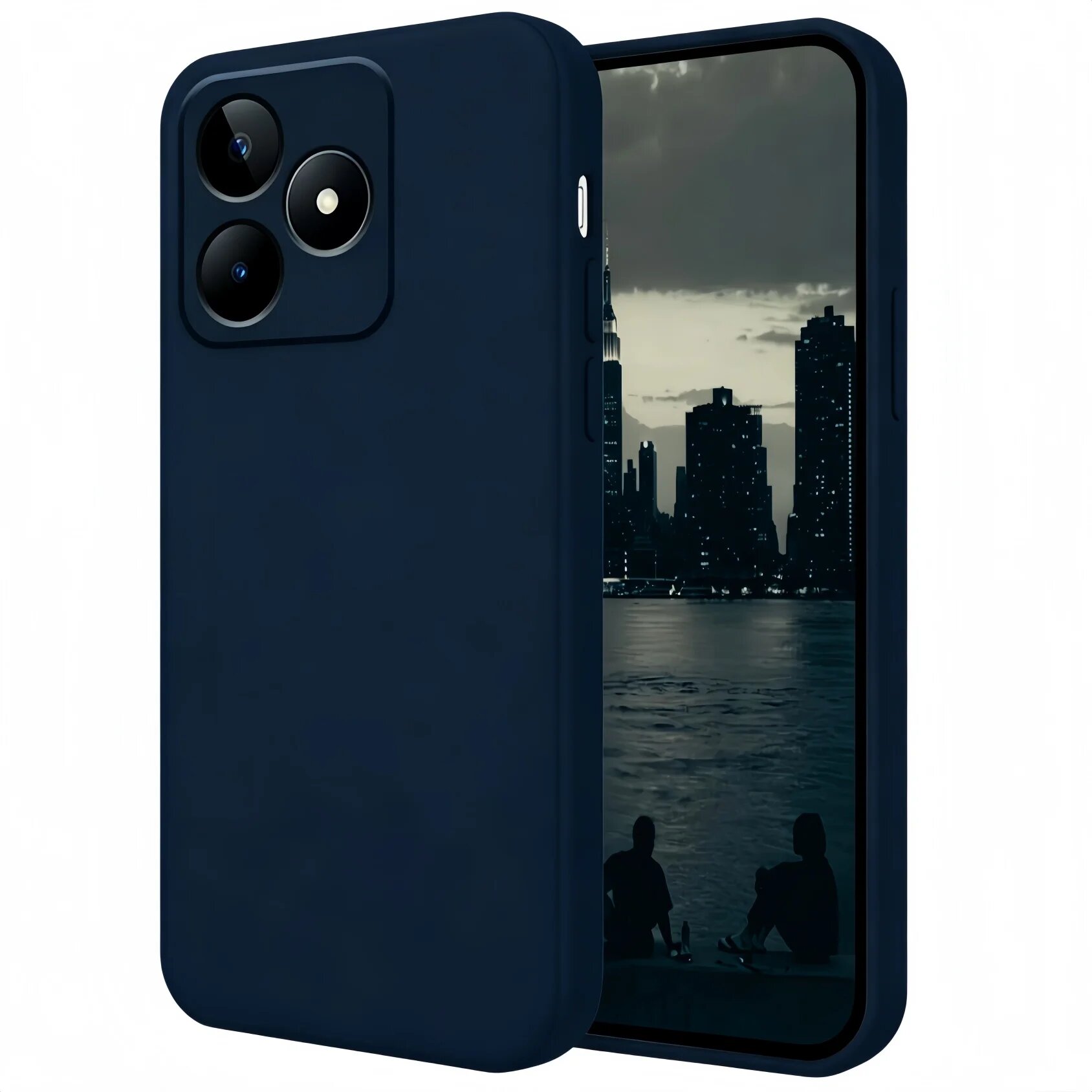 Модный однотонный противоударный защитный чехол из жидкого силикона Honor 600 Lite, Синий, Deep Blue