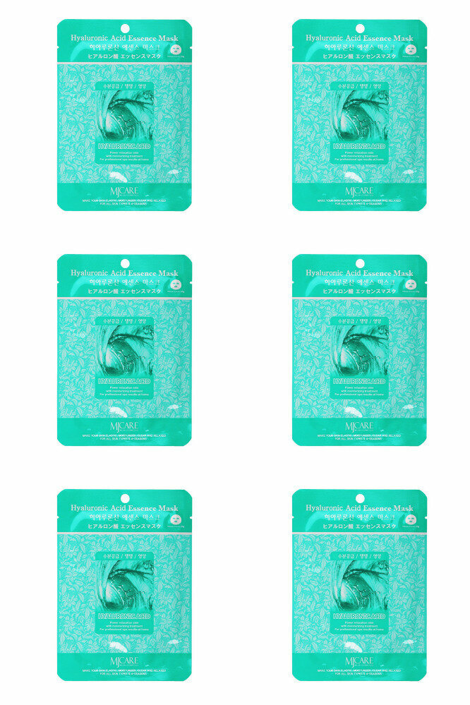Mijin Маска тканевая для лица Гиалуроновая кислота Hyaluronic Acid Essence Mask 23гр в уп, 6 уп